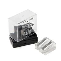 China Wording Office Rectangle Double Hole Pencil Sharpener With Lid for sale