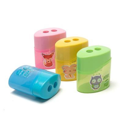 China Cartoon Clear Transparent Oval Pencil Sharpener Double Hole for sale