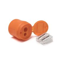 China Orange Barrel Shape Kawaii Pencil Sharpener Two Hole for sale