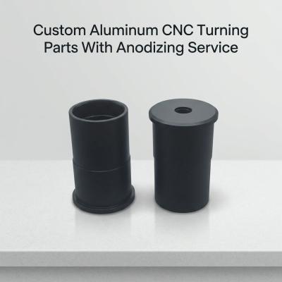 China Custom CNC Machining Aluminum Plug Black Anodized Aluminum Cylinder End Cap Mechanical Aluminum Bushing Sleeve for sale