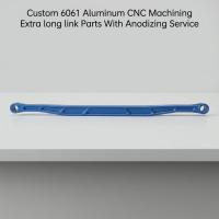 China Custom 6061 Aluminum CNC Machined Extra Long Control Arm Linkage Rod Blue Anodized Auto Modification Connecting Bar for sale