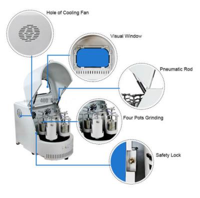 China High Energy Planetary Ball Mill Grinding Laboratory 0.75KW Power for sale