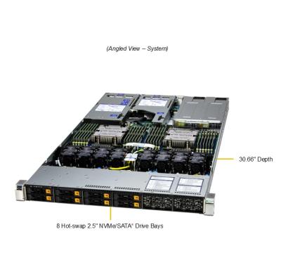 China Supermicro Hyper SuperServer AS-1126HS-TN 1U Rackmount Server with Dual AMD EPYC 9005/9004 Processors 24 DIMM Slots DDR5 and 8 Hot-swap NVMe/SATA Drive Bays for sale
