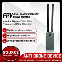 China 700-1000MHz Dual Band Handheld Drone Jammer 30W Output 32000mAh Battery for sale