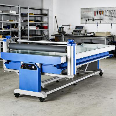 China AC 220V 50Hz Flatbed Laminator With Pneumatic Pressure Adjustment And Silicon Roller Ensuring Durable Laminating Results for sale