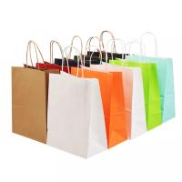 China Takeout Packaging Paper Bag Logo Printing Varnishing Kraft Paper Bag TUV for sale
