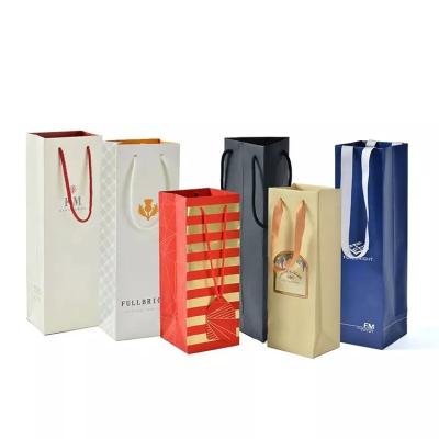 China Branded Cardboard Packing Boxes Liquor Whisky Wine Alcohol Bottle Gift Bag With Handles for sale
