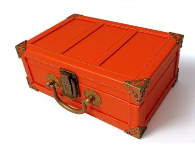 China MDF PU Leather Box Flocking perfume Suitcase Gift Box Handmade for sale