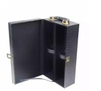 China Rigid PU Leather Box CMYK Glass Wine Box packaging Varnish 1 2 pcs for sale