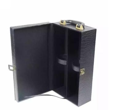 China Rigid PU Leather Box CMYK Glass Wine Box packaging Varnish 1 2 pcs for sale