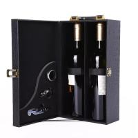 China Rigid PU Leather Box CMYK Glass Wine Box packaging Varnish 1 2 pcs for sale