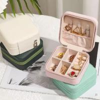 China CMYK Portable Small Travel Jewelry Boxes Compostable PU Leather ISO9001 for sale