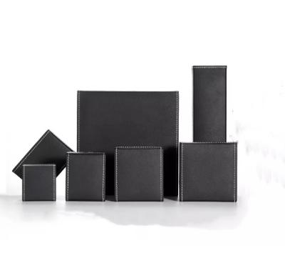 China Rectangular PU Leather Box Recyclable Necklace Box Packaging Embossing for sale