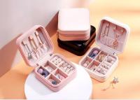 China Stylish Velvet Earring Box Glossy Pantone Jewelry Case Box PU Leather for sale