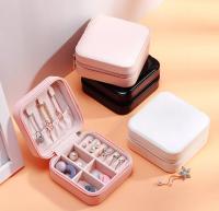 China Stylish Velvet Earring Box Glossy Pantone Jewelry Case Box PU Leather for sale