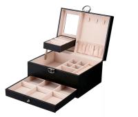China Exquisite Necklace Bracelet Storage Box Sturdy Embossed PU Leather for sale