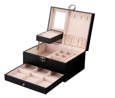China Exquisite Necklace Bracelet Storage Box Sturdy Embossed PU Leather for sale