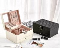 China Exquisite Necklace Bracelet Storage Box Sturdy Embossed PU Leather for sale