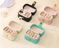 China ODM Mini Travel Jewelry Box Organizer Emboss PU Leather Portable SGS for sale