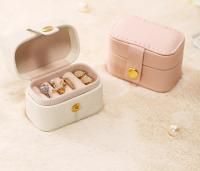China ODM Mini Travel Jewelry Box Organizer Emboss PU Leather Portable SGS for sale