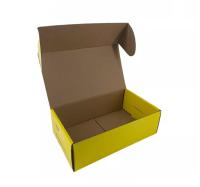 China Folding Compostable Packaging Boxes Corrugated Yellow Paper Box Embossing for sale