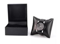 China PU leather Custom Watch Box Packaging black Stripe Elegant for sale