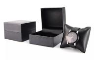 China PU leather Custom Watch Box Packaging black Stripe Elegant for sale