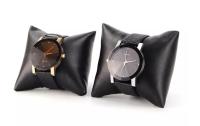 China PU leather Custom Watch Box Packaging black Stripe Elegant for sale