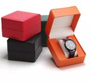 China Round Corner PU Leather Watch Storage Box Flip Cover  11X10X7.5cm for sale