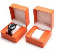 China Round Corner PU Leather Watch Storage Box Flip Cover  11X10X7.5cm for sale
