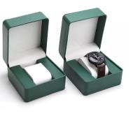 China Round Corner PU Leather Watch Storage Box Flip Cover  11X10X7.5cm for sale