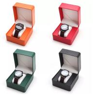 China Round Corner PU Leather Watch Storage Box Flip Cover  11X10X7.5cm for sale
