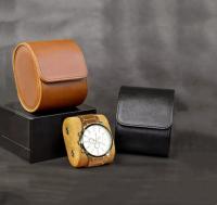 China PU Leather Wrist Watch Packaging Box Custom Logo 3.9*3.2*2.7 in for sale