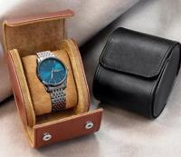 China PU Leather Wrist Watch Packaging Box Custom Logo 3.9*3.2*2.7 in for sale