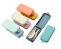 China 3 Piece Dinner Set Packaging Box Travel With Folding Chopsticks Spork Tableware for sale