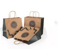 China Varnishing Kraft Paper Handbag Recycled Brown Kraft Paper Bag SGS for sale