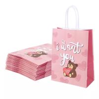 China Valentines Kraft Paper Handbag CMYK Kraft White Paper Gift Bag Debossing for sale