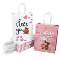China Valentines Kraft Paper Handbag CMYK Kraft White Paper Gift Bag Debossing for sale