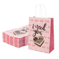 China Valentines Kraft Paper Handbag CMYK Kraft White Paper Gift Bag Debossing for sale