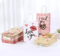 China Valentines Kraft Paper Handbag CMYK Kraft White Paper Gift Bag Debossing for sale