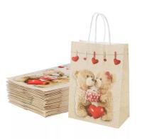 China Valentines Kraft Paper Handbag CMYK Kraft White Paper Gift Bag Debossing for sale