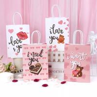 China Valentines Kraft Paper Handbag CMYK Kraft White Paper Gift Bag Debossing for sale