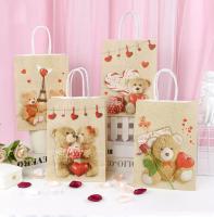 China Valentines Kraft Paper Handbag CMYK Kraft White Paper Gift Bag Debossing for sale
