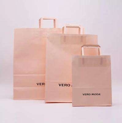 China ODM Pink Kraft Paper Bag Biodegradable Patch Handle Bag ISO9001 for sale