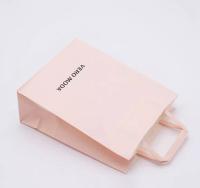 China ODM Pink Kraft Paper Bag Biodegradable Patch Handle Bag ISO9001 for sale