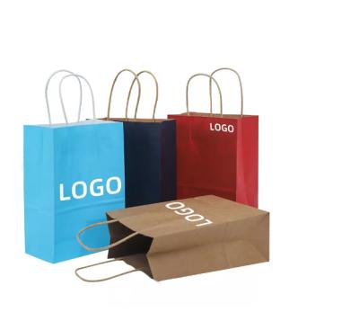 China LOGO Printing Kraft Takeaway Bags shopping Gift Packaging Bag Biodegradable for sale