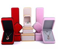China OEM Ring Necklace Packaging Box Pink Velvet Jewelry Box ISO9001 for sale