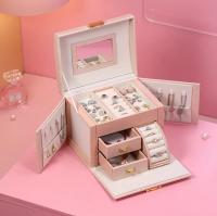China Flannelette Leather Jewelry Storage Box Greaseproof Earring Jewelry Box for sale