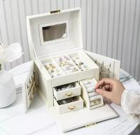 China Flannelette Leather Jewelry Storage Box Greaseproof Earring Jewelry Box for sale