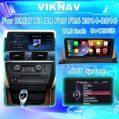 China Viknav 12.3 inch Car Radio for BMW X3 X4 F25 F26 2014-2016 NBT System with Android 13, 8GB RAM 128GB Storage for sale
